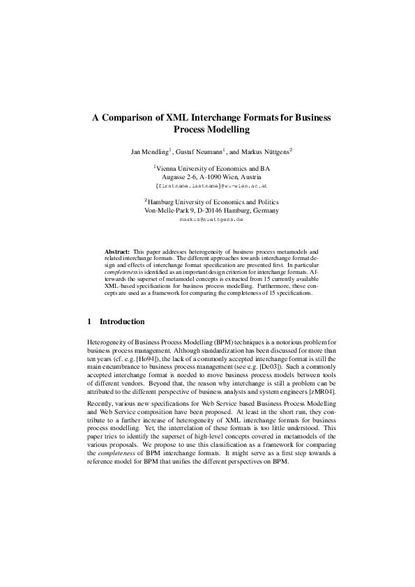 (PDF) A Comparison of XML Interchange Formats for Business Process ...