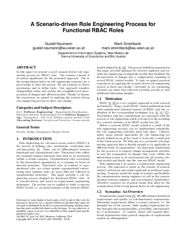 (PDF) A scenario-driven role engineering process for functional RBAC roles