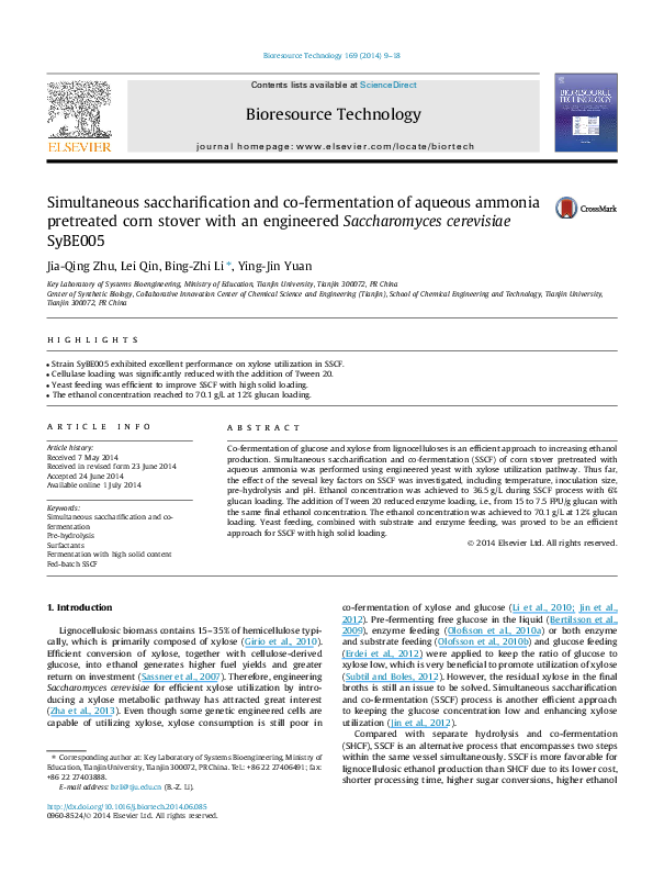 (PDF) Simultaneous saccharification and co-fermentation of paper sludge to ethanol by ...