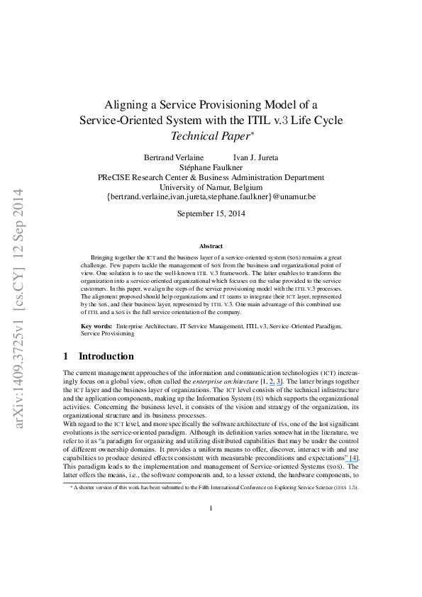 (PDF) Aligning a Service Provisioning Model of a Service-Oriented System with the ITIL v.3 Life ...