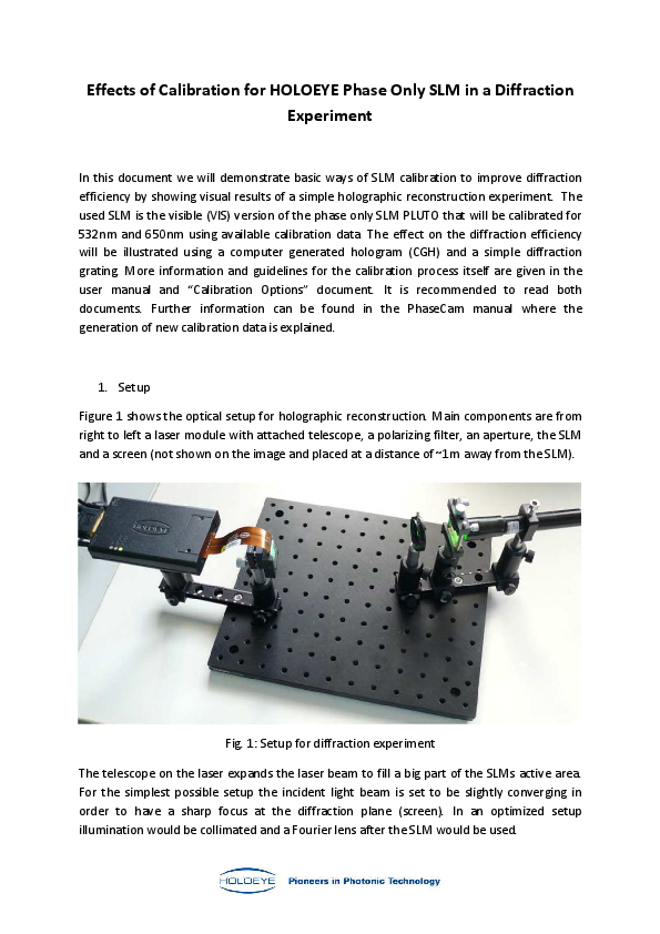 (PDF) Effects of Calibration for HOLOEYE Phase Only SLM in a ...