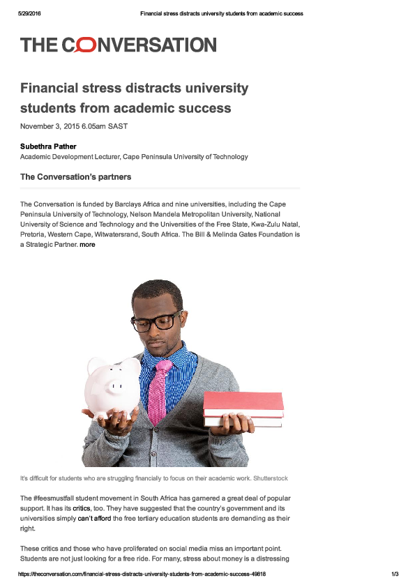 (PDF) Financial stress distracts university students from academic success