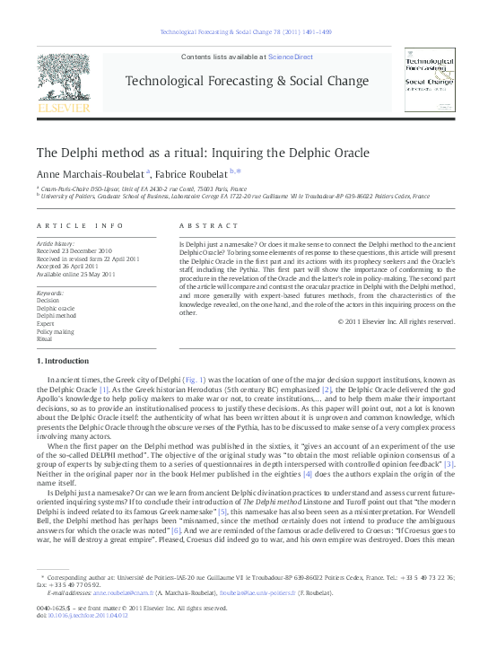 (PDF) The Delphi method as a ritual: Inquiring the Delphic Oracle