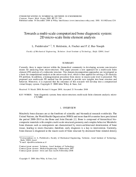 Pdf Towards A Multi Scale Computerized Bone Diagnostic System 2d Micro Scale Finite Element