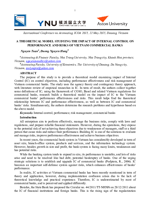 (PDF) A THEORETICAL MODEL STUDYING THE IMPACT OF INTERNAL CONTROL ON ...