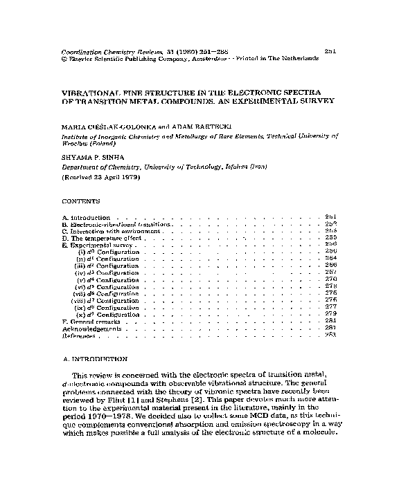 (PDF) Vibrational fine structure in the electronic spectra of ...
