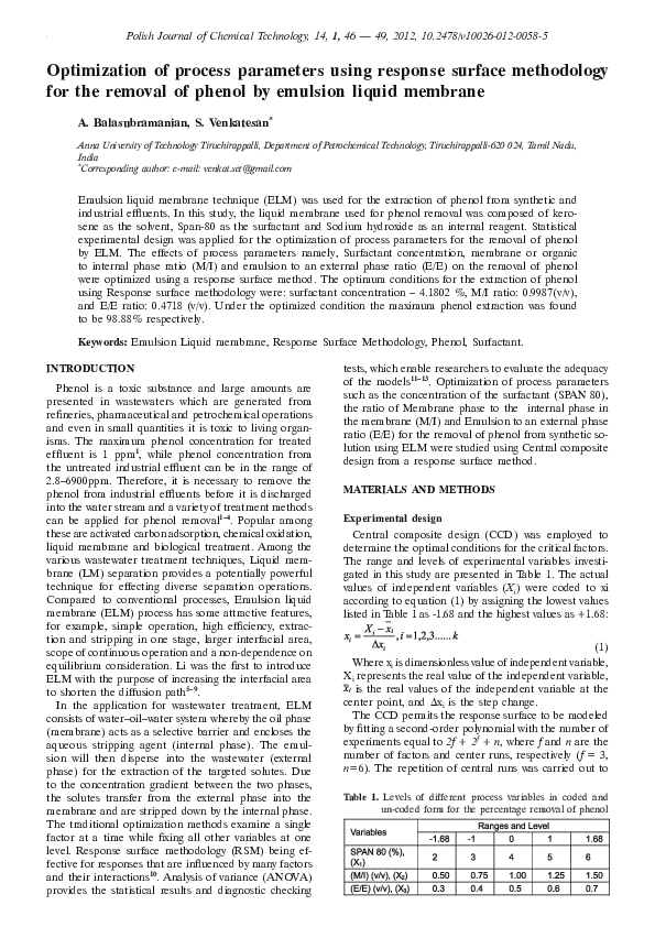 (PDF) Optimization of process parameters using a Response Surface Method for minimizing power ...