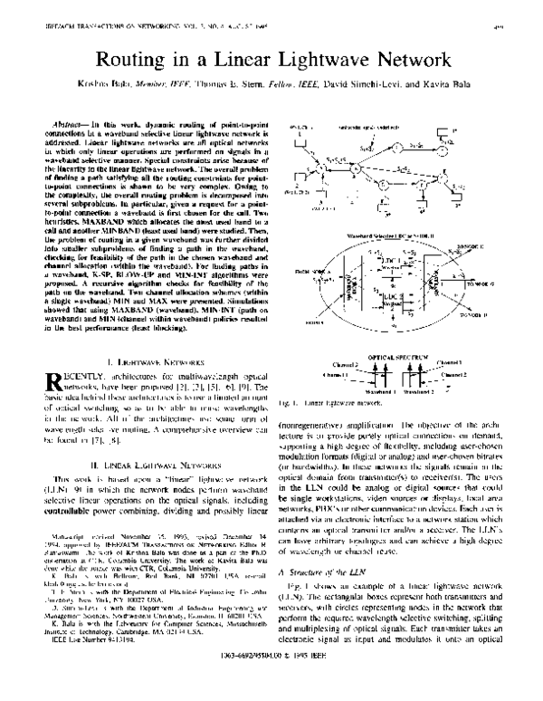 (PDF) Routing in a linear lightwave network
