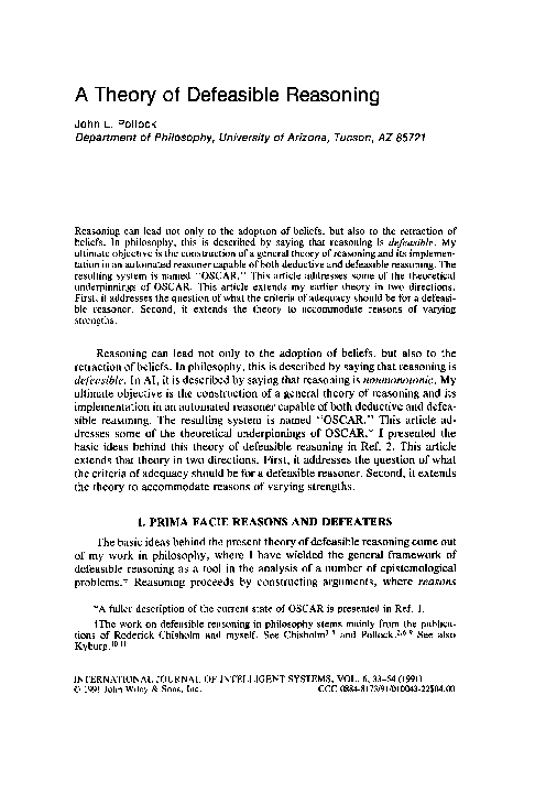 (PDF) A theory of defeasible reasoning