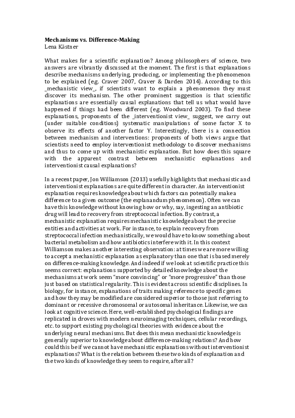 (PDF) Mechanisms vs. Difference-Making