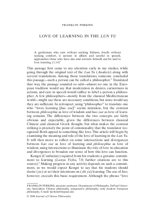 (PDF) LOVE OF LEARNING IN THE LUN YU