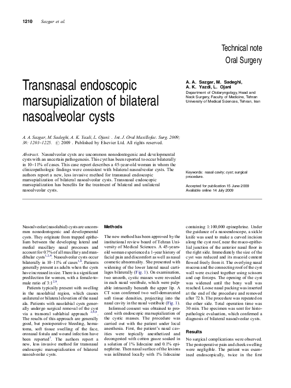 (PDF) Transnasal endoscopic marsupialization of bilateral nasoalveolar ...