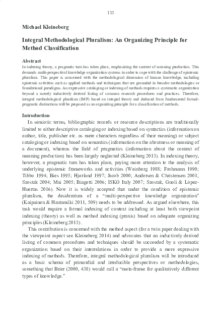 (PDF) Integral Methodological Pluralism: An Organizing Principle for ...