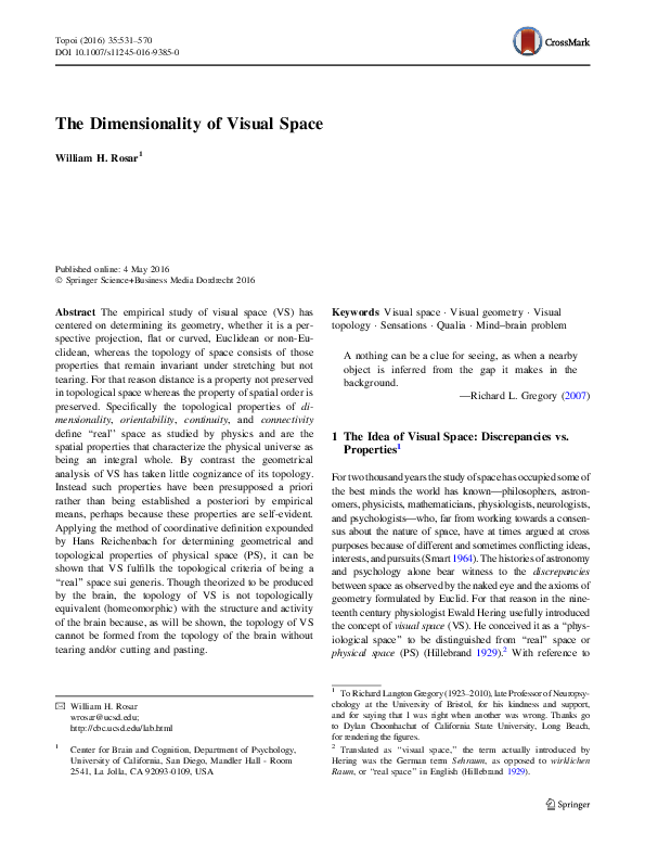 (PDF) The Dimensionality of Visual Space