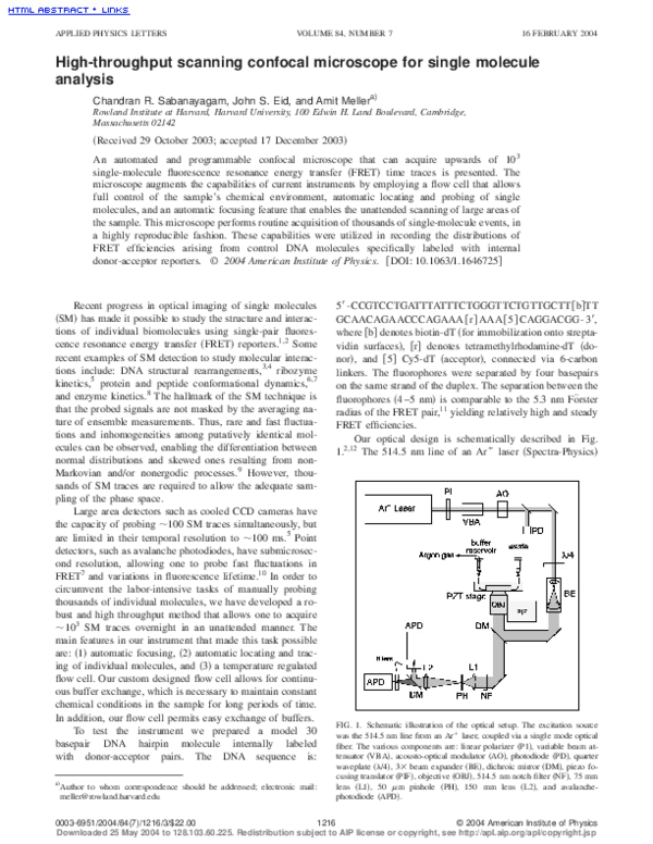 (PDF) High-throughput scanning confocal microscope for single molecule ...