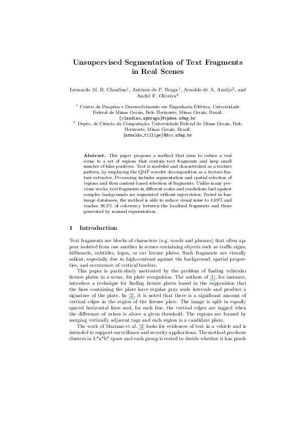 (PDF) Unsupervised Segmentation of Text Fragments in Real Scenes