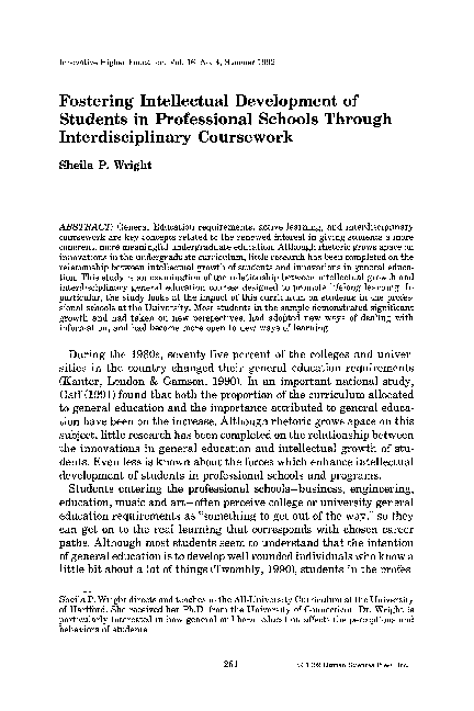 (PDF) Fostering intellectual development of students in professional ...