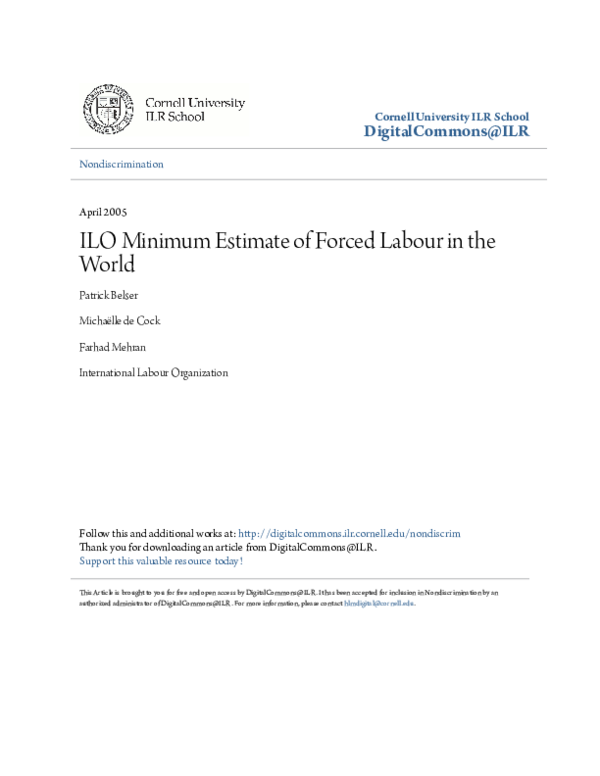 (PDF) ILO Minimum Estimate of Forced Labour in the World