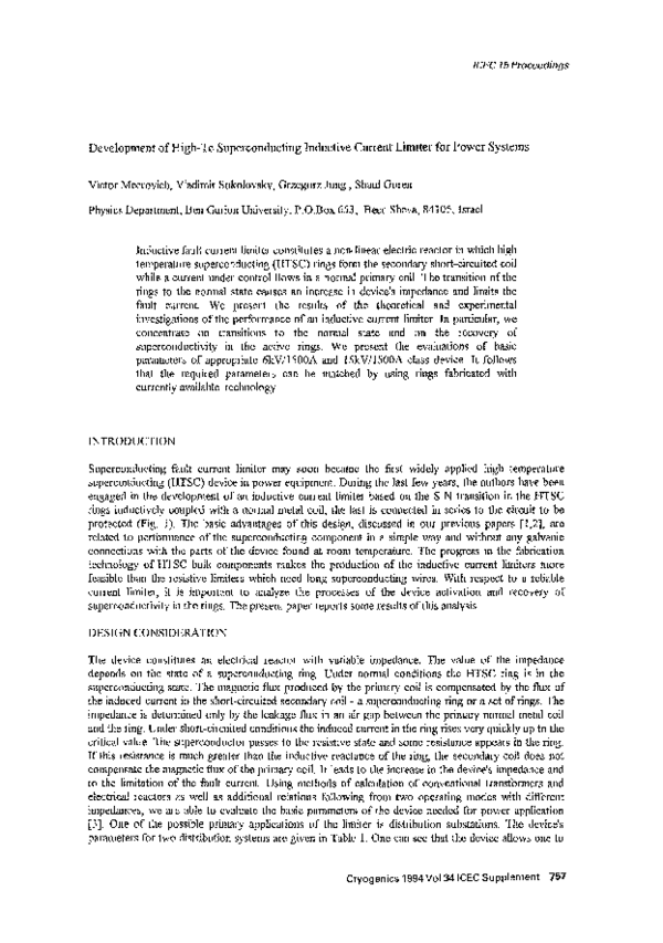 Pdf Development Of High Tc Superconducting Inductive Current Limiter For Power Systems