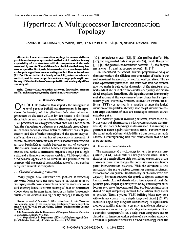 (PDF) Hypertree: A Multiprocessor Interconnection Topology