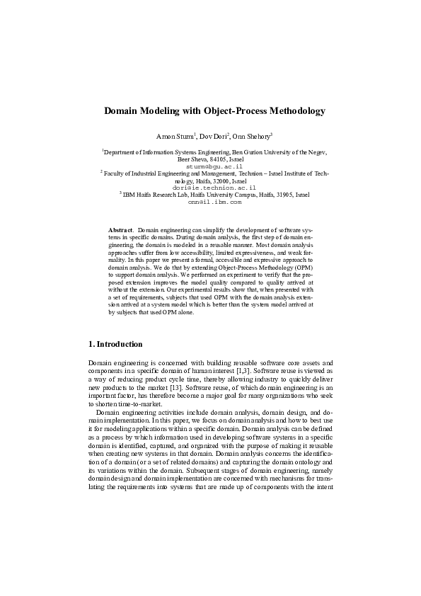 (PDF) Domain Modeling with Object-Process Methodology