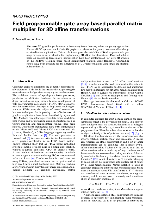 Pdf Field Programmable Gate Array Based Parallel Matrix Multiplier