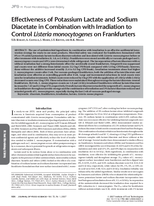 (PDF) Effectiveness of Potassium Lactate and Sodium Diacetate in ...