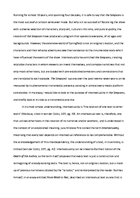 (PDF) Intertextuality and Transmediality in The Simpsons