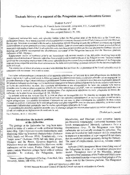 (PDF) Tectonic history of a segment of the Pelagonian zone ...