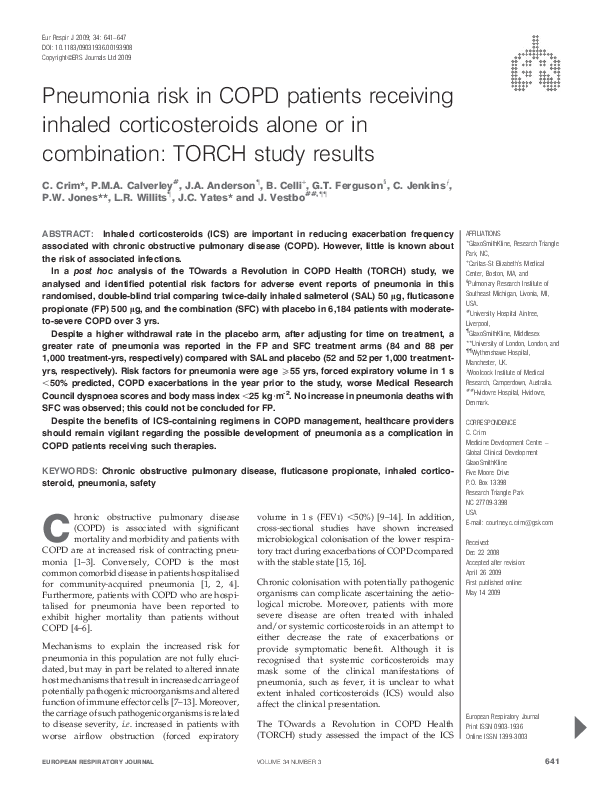 (PDF) Pneumonia risk in COPD patients receiving inhaled corticosteroids ...