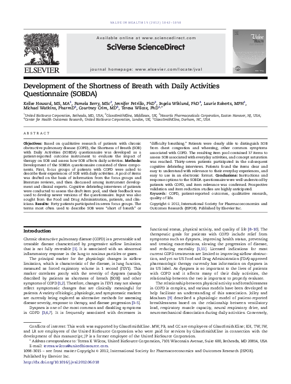 (PDF) Development of the Shortness of Breath with Daily Activities ...