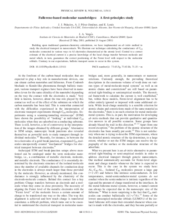 (PDF) Fullerene-based molecular nanobridges: A first-principles study
