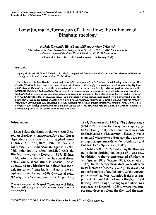 (PDF) Longitudinal deformation of a lava flow: the influence of Bingham ...