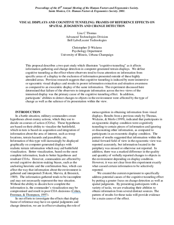 (PDF) VISUAL DISPLAYS AND COGNITIVE TUNNELING: FRAMES OF REFERENCE EFFECTS ON SPATIAL JUDGMENTS ...