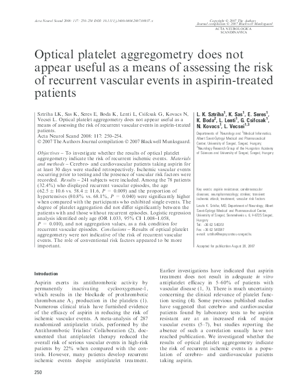 (PDF) Optical platelet aggregometry does not appear useful as a means ...