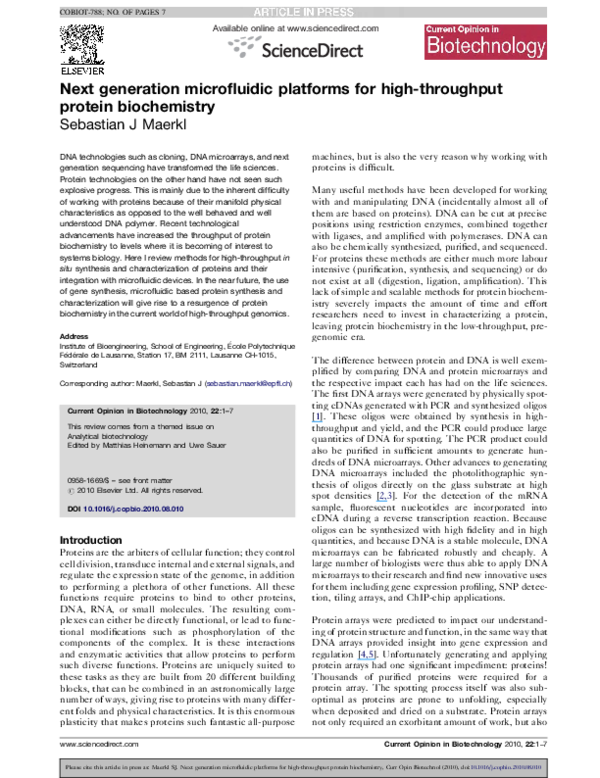 (PDF) Next generation microfluidic platforms for high-throughput ...