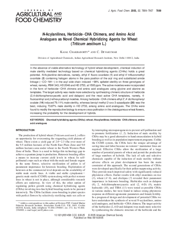 (PDF) N -Acylanilines, Herbicide−CHA Chimera, and Amino Acid Analogues ...