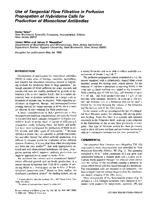 (PDF) Use of tangential flow filtration in perfusion propagation of ...