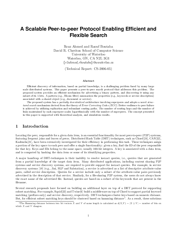 (PDF) A Scalable Peer-to-peer Protocol Enabling Efficient and Flexible Search