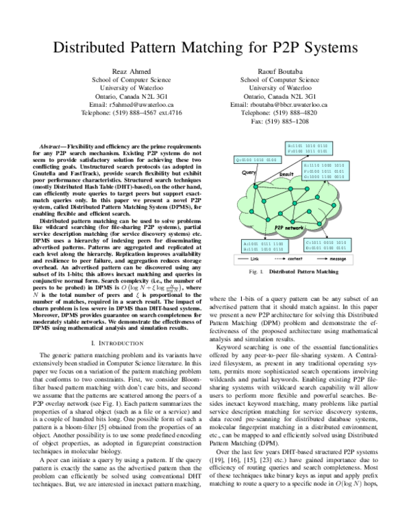 Pdf Distributed Pattern Matching For P2p Systems Reaz Ahmed
