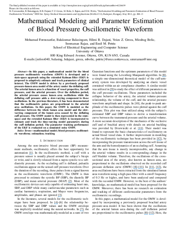 (PDF) Mathematical modeling and parameter estimation of blood pressure ...