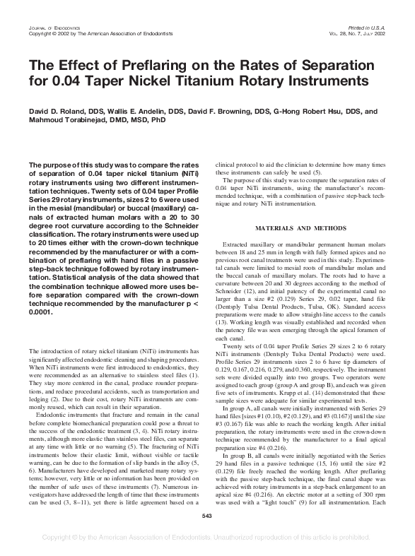 (PDF) The Effect of Preflaring on the Rates of Separation for 0.04 ...