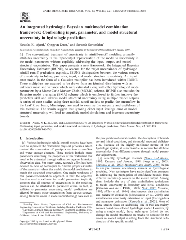 (PDF) An integrated hydrologic Bayesian multimodel combination framework: Confronting input ...