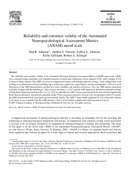 (PDF) Reliability and construct validity of the Automated ...