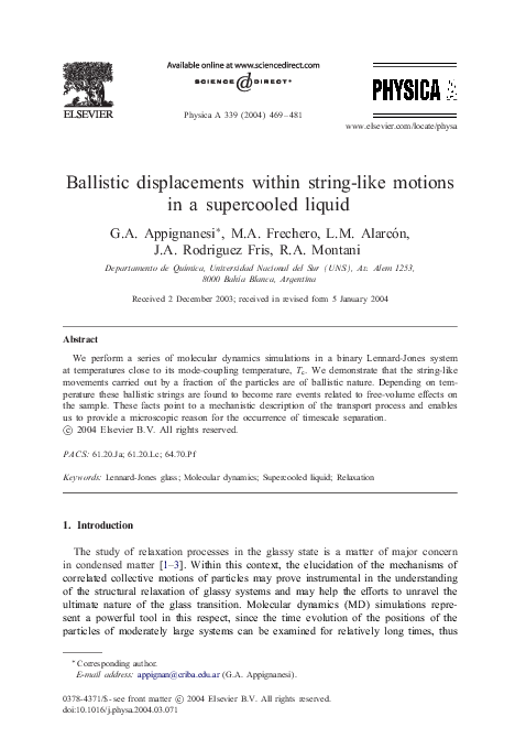 (PDF) Ballistic displacements within string-like motions in a ...