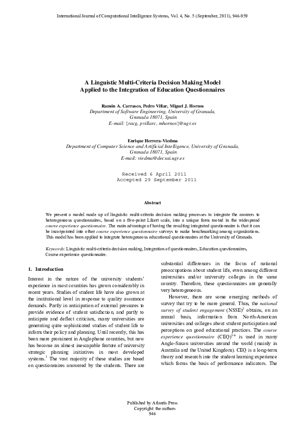 (PDF) A Linguistic Multi-Criteria Decision Making Model Applied to the ... (PDF) A Linguistic Multi-Criteria Decision Making Model Applied to the ...