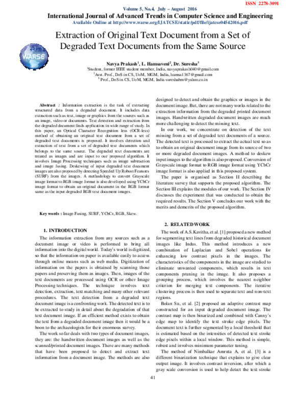 (PDF) Extraction of Original Text Document from a Set of Degraded Text ...