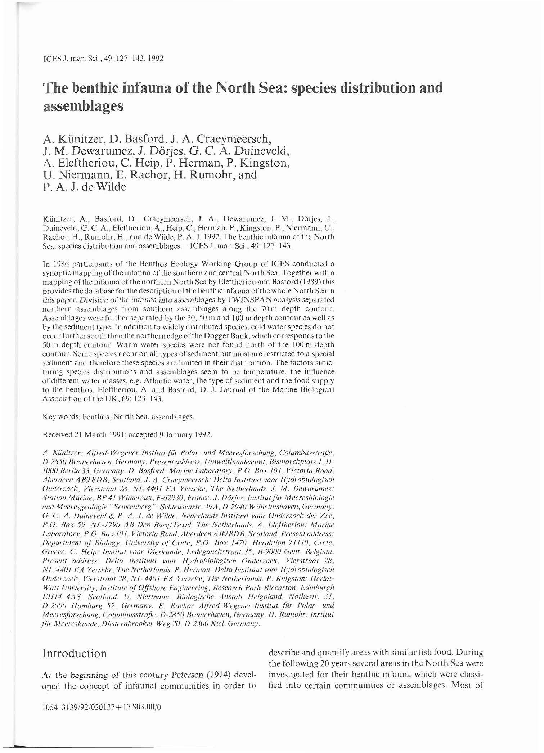 (PDF) The benthic infauna of the North Sea: species distribution and ...