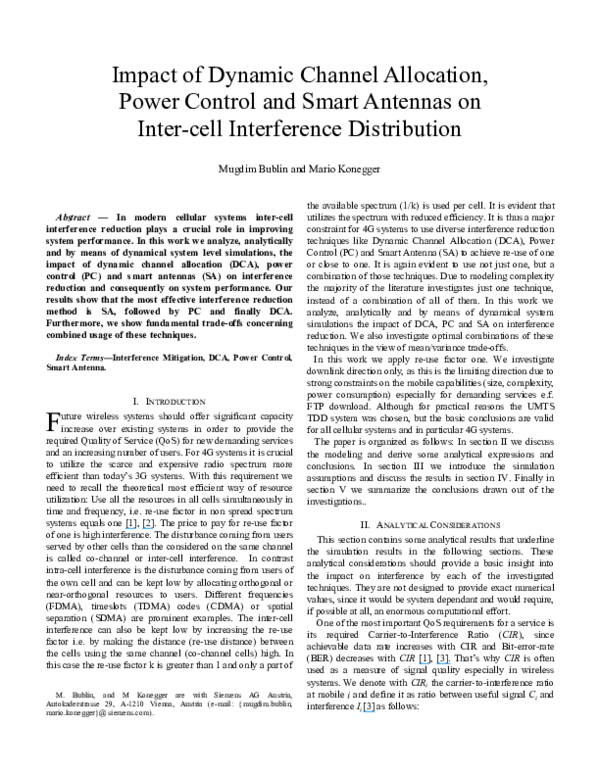 (PDF) Inter-cell Interference Management by Dynamic Channel Allocation, Scheduling and Smart ...
