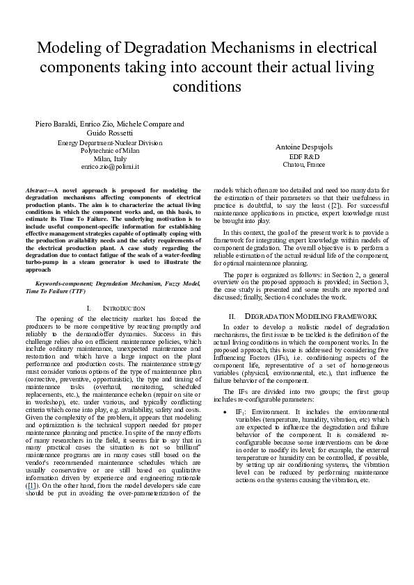 (PDF) Modeling of degradation mechanisms in electrical components ...